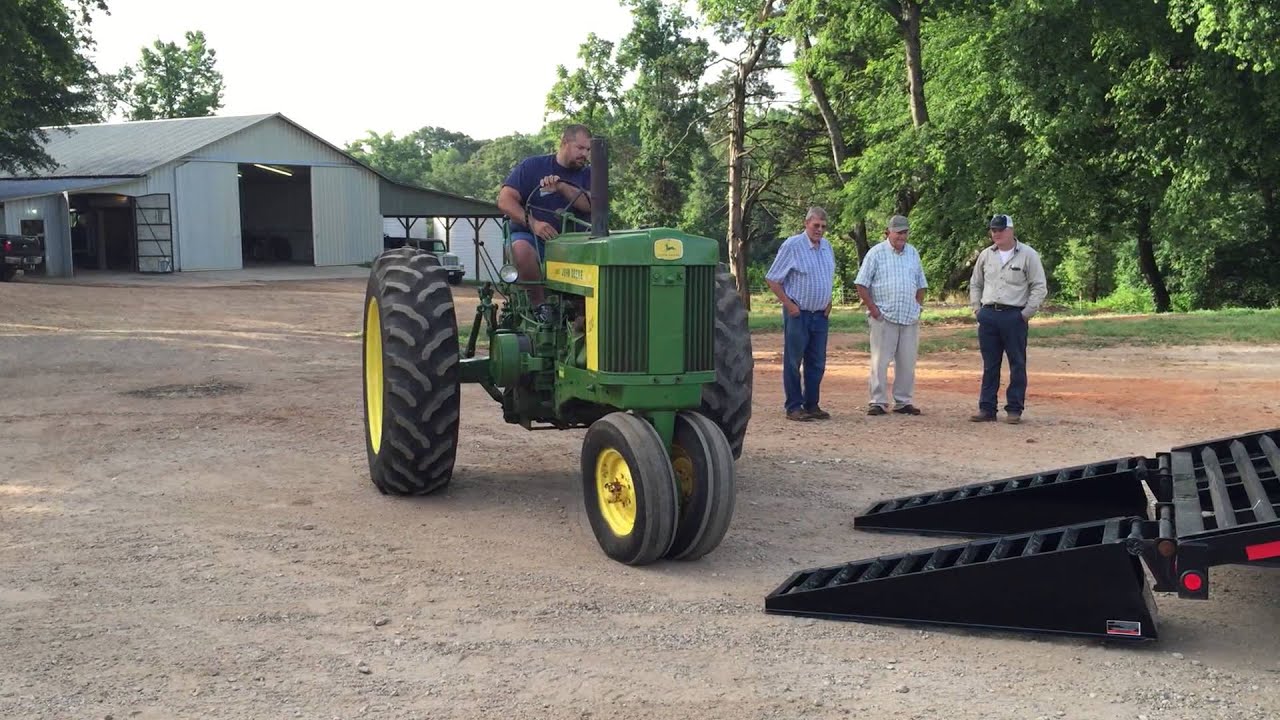 How to load a narrow front John Deere 720, on a regular trailer. - YouTube