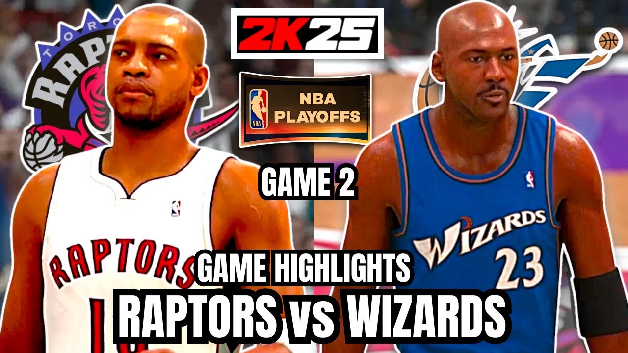 NBA 2K25 PLAYOFFS : #1 TORONTO RAPTORS vs #2 WASHINGTON WIZARDS | GAME 2 | GAME HIGHLIGHTS - YouTube