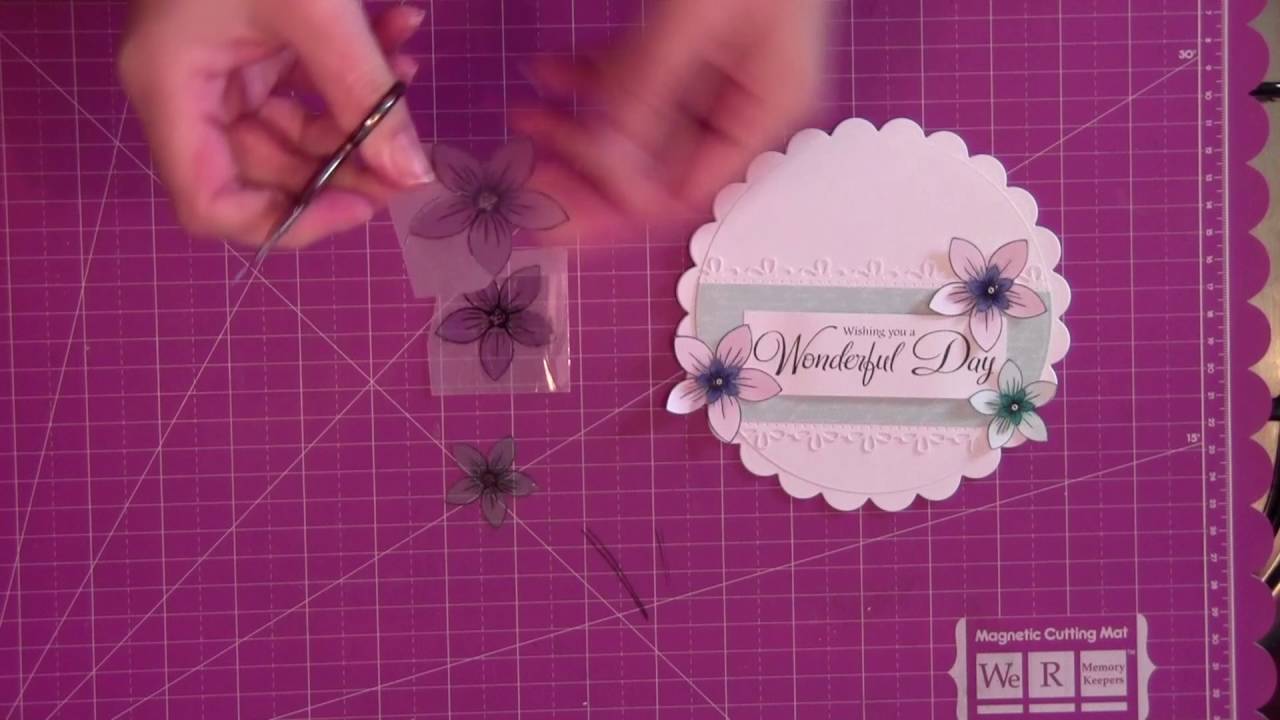 Make 3D shrink plastic flowers for your cards - YouTube