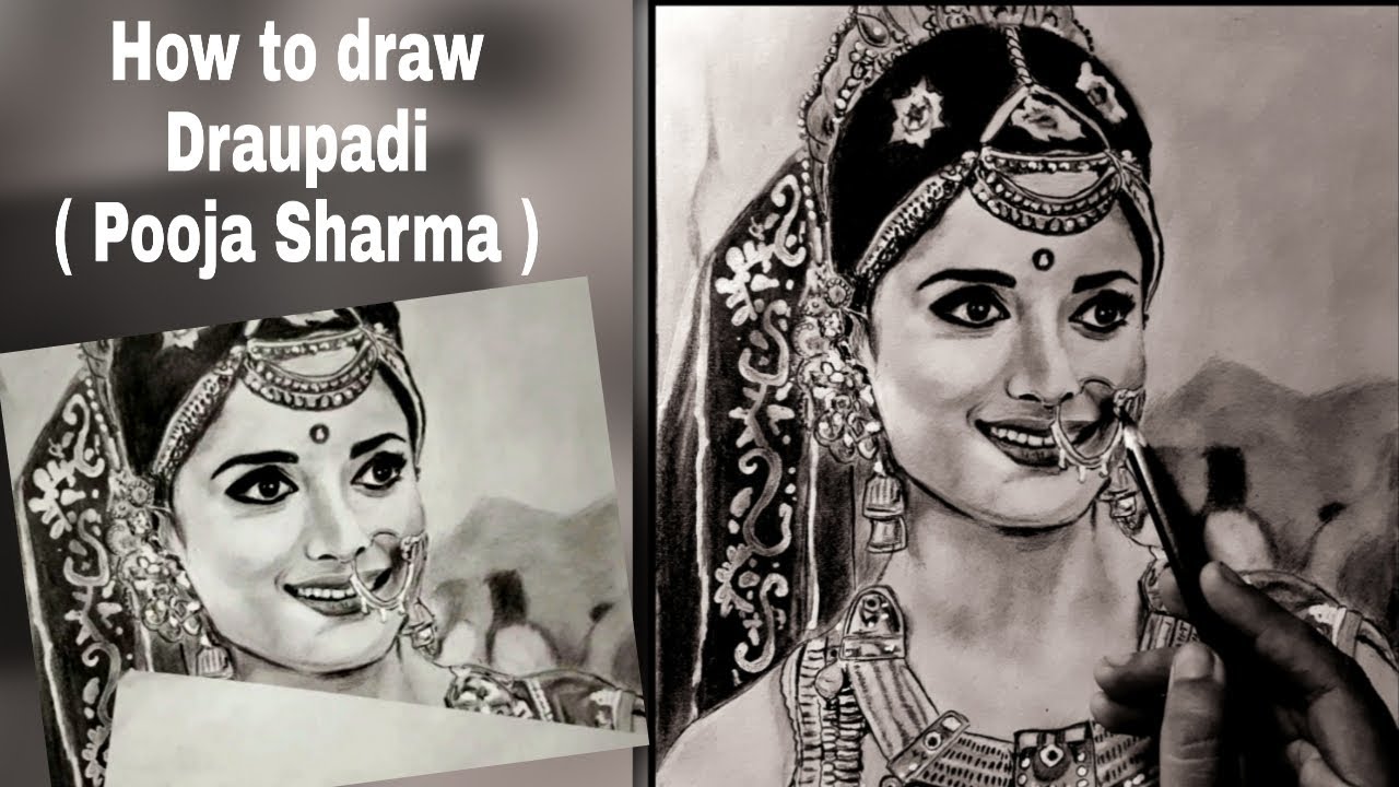 How to draw DRAUPADI (Pooja Sharma) ll Easy ll Step by Step ll Art by ...