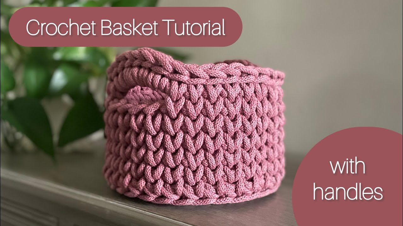 DIY Crochet Basket with Handles | Easy Tutorial Using 5mm Braided Cord ...