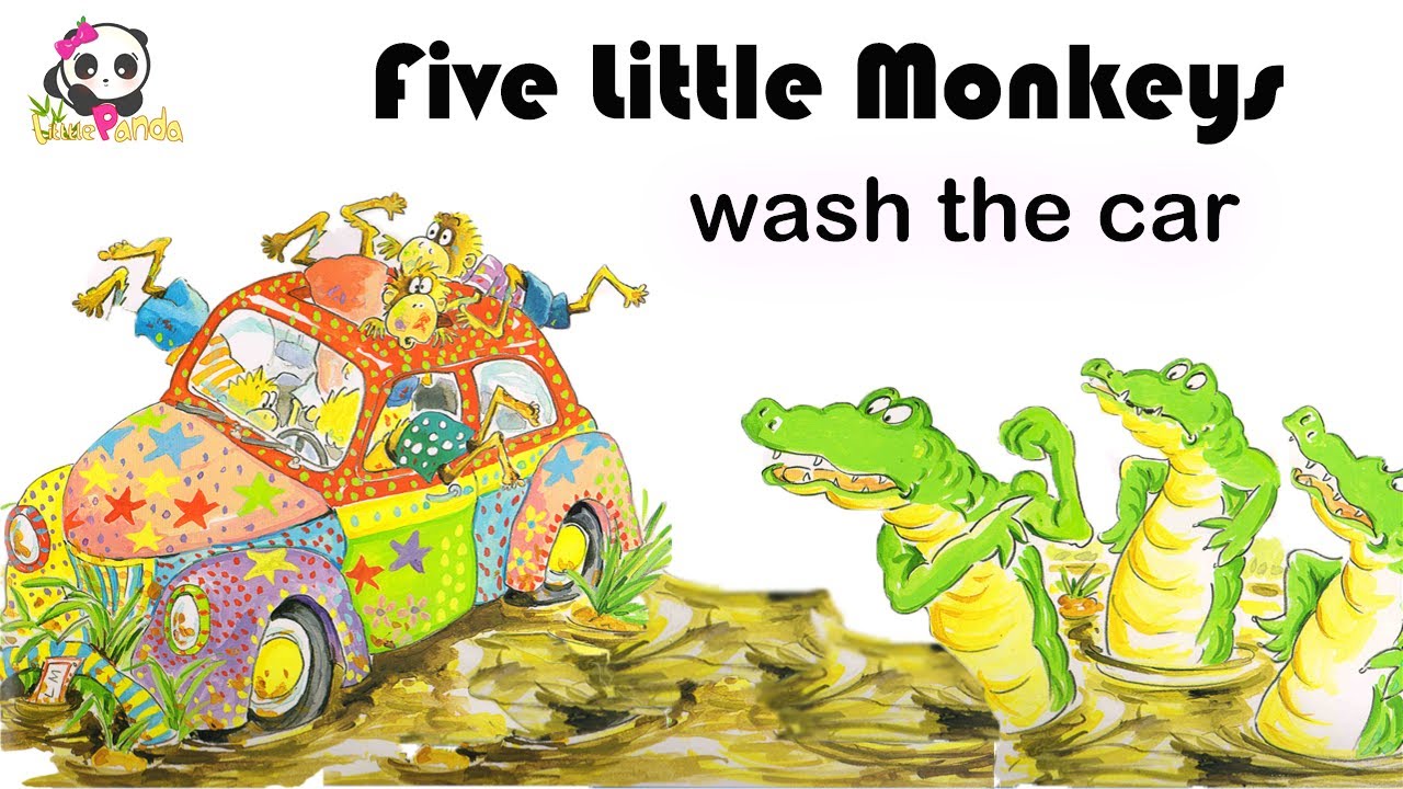 【Picture Book】'Five Little Monkeys Wash the Car' - YouTube