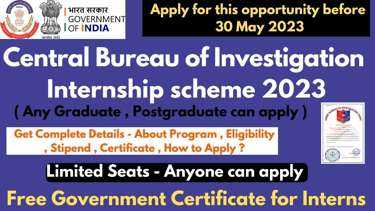CBI Internship 2023 | Free Government Certificate | CBI Summer Training ...
