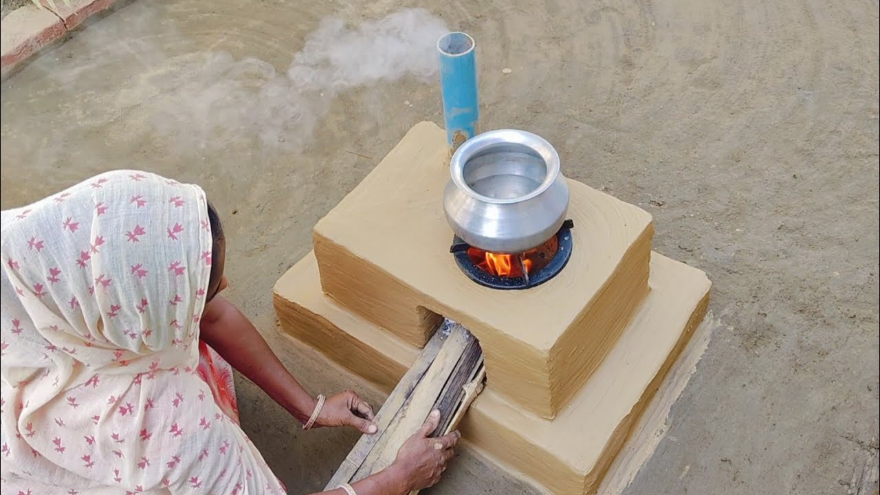 How to make Beautiful Smokeless Chulha । Primitive Technology Oven ...