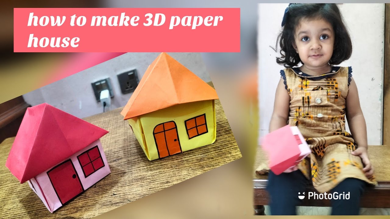 How to make 3D origami paper house with A4 paper!!! DIY paper craft ...