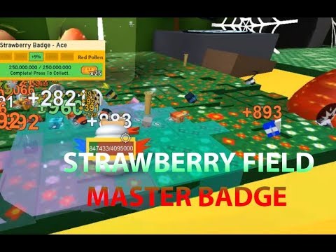 GETTING STRAWBERRY FIELD MASTER BADGE IN BEE SWARM SIMULATOR! - YouTube