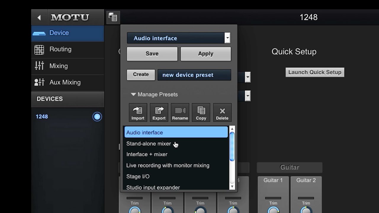 MOTU AVB Audio: Device Presets - YouTube