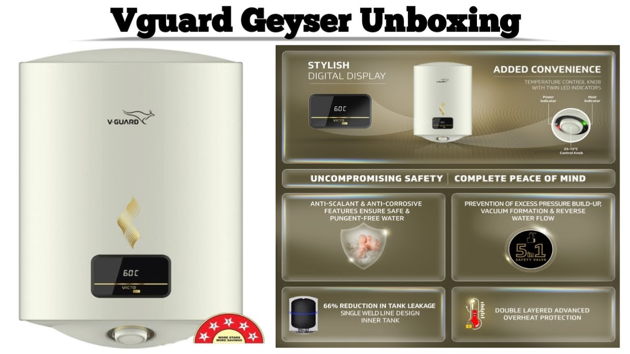 Unboxing V-Guard Victo DG 25 L Water Geyser | 5-Star Storage Geyser ...