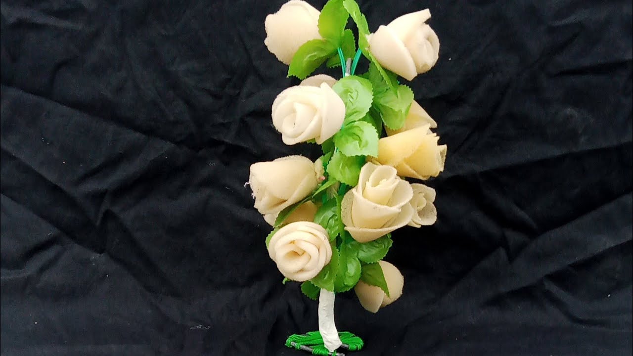 How to make beautiful foam ke gulab ka guldashta kaise banaen gulab ka ...