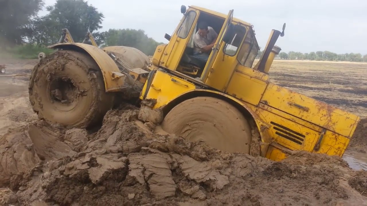 Failed Vehicle Control Skills. Heavy Equipment Sunk In Deep Mud Was ...