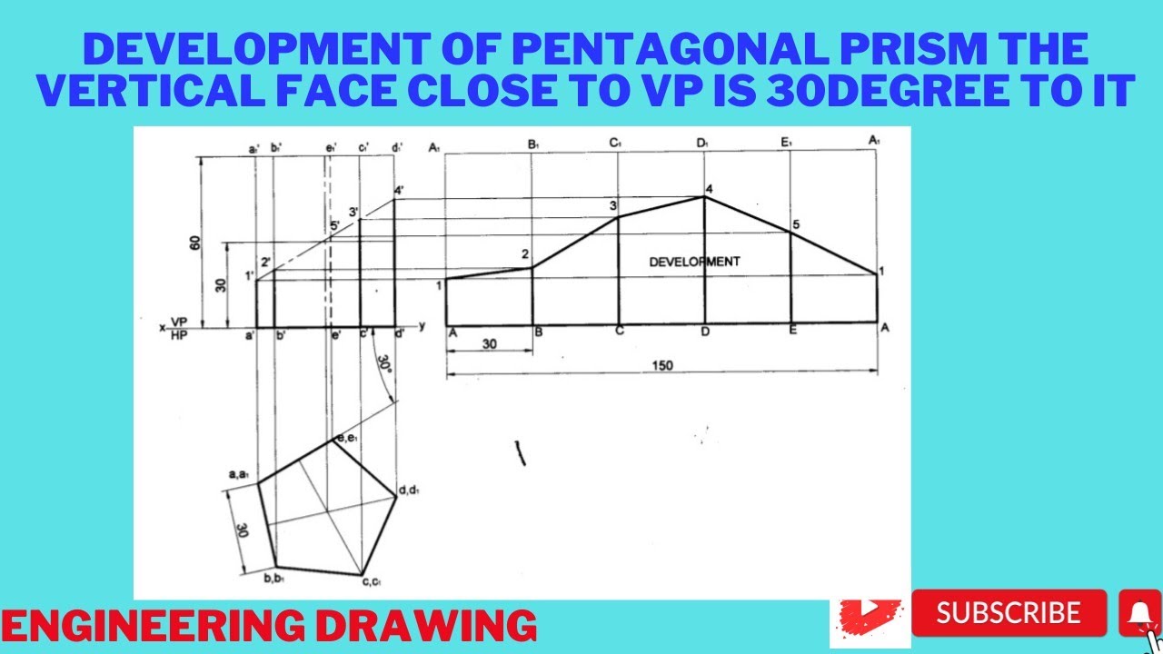 Development of Pentagonal prism the vertical face close to VP is ...