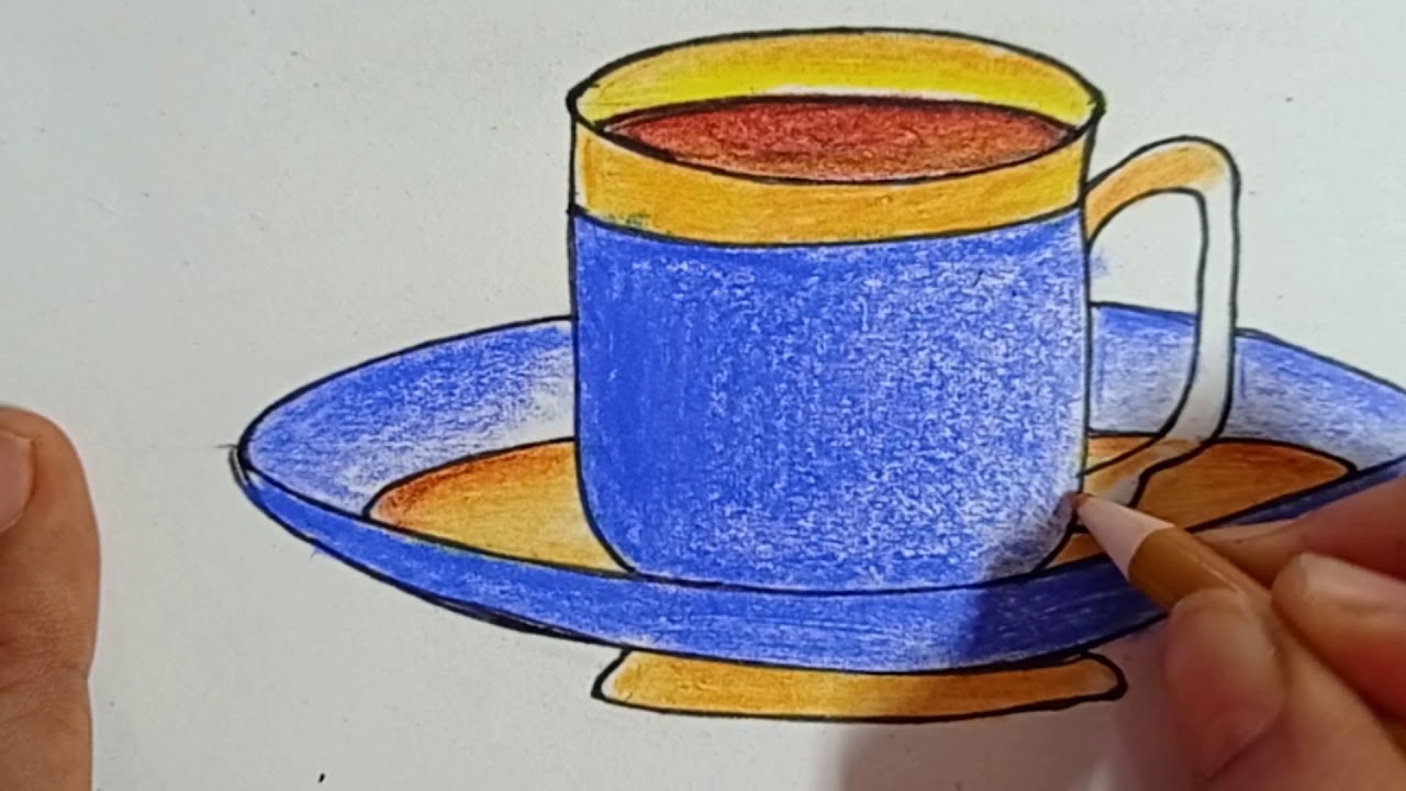 How to draw a cup and plate - YouTube