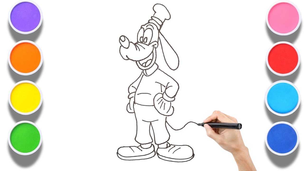 Cute Goofy Coloring and Painting for Kids | Learn Colors with Disney ...