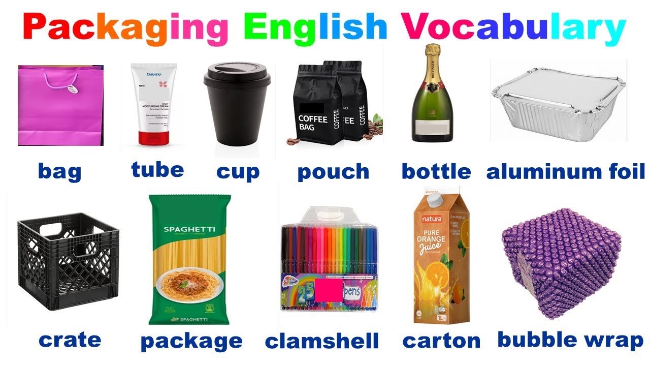 English vocabulary | packages name in English | list of packing ...