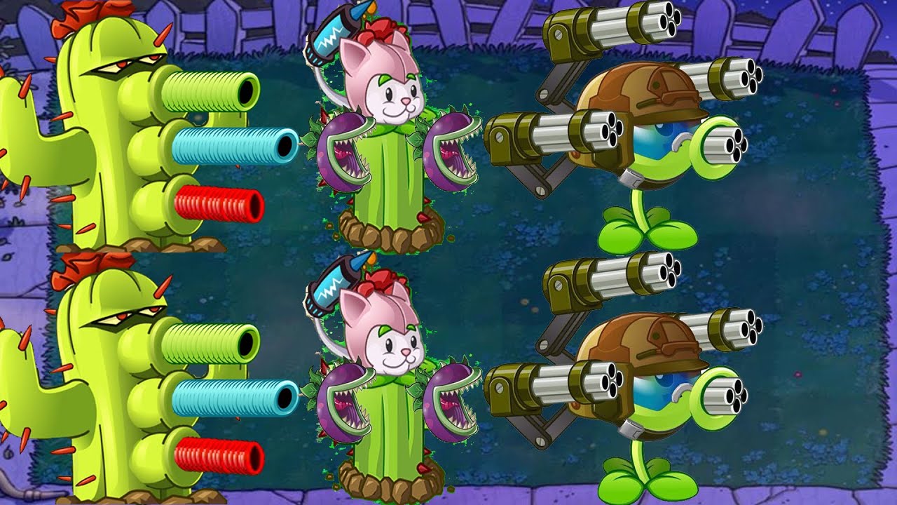 Plants vs Zombies Hack | Cactus Cattail Chomper Gatling Pea Vs All ...