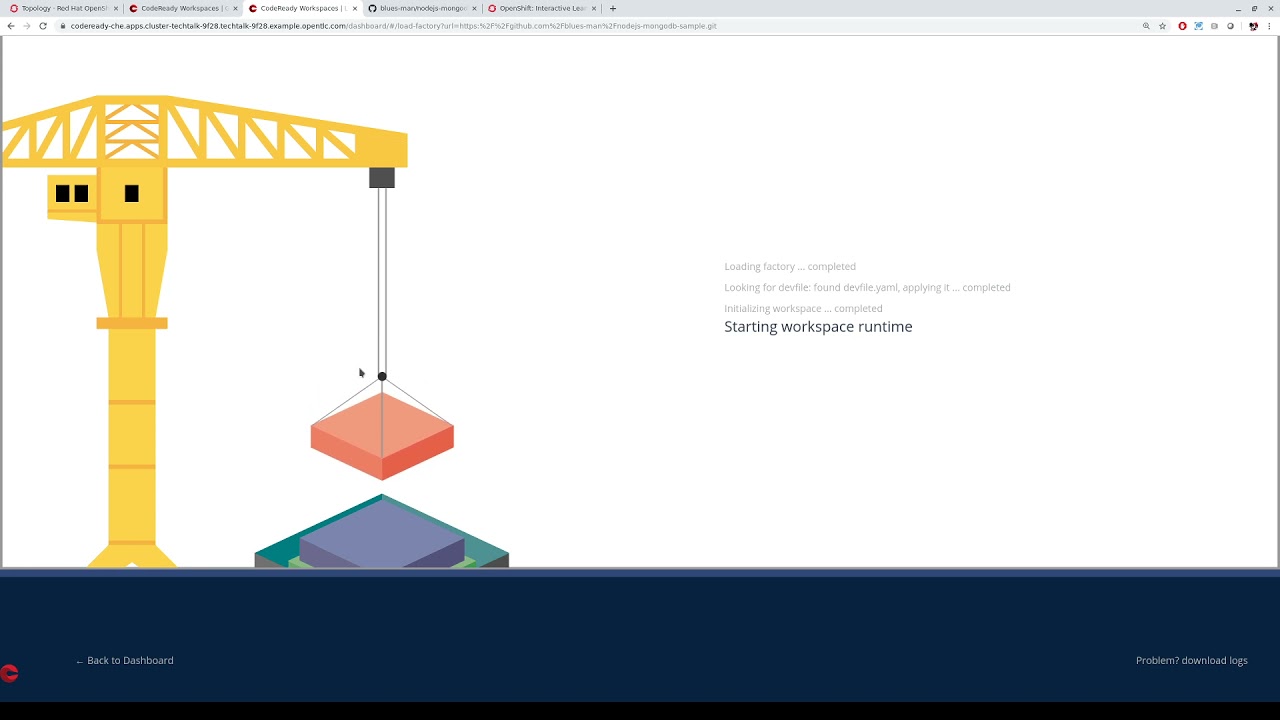 CodeReady Workspaces demo: Quarkus, NodeJS, and MongoDB - YouTube
