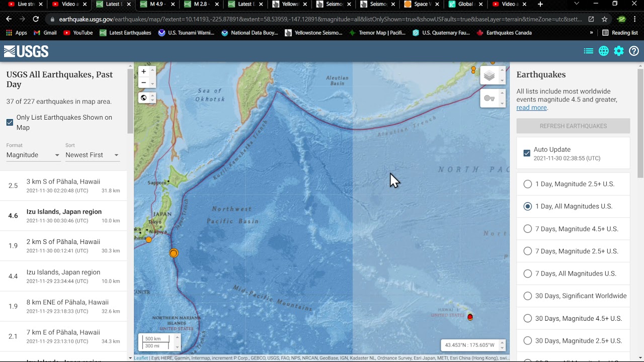 Ongoing earthquake swarm Gulf of California.Japan quakes Monday evening earthquake update 11/29 ...