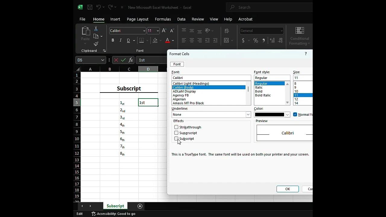 Excel Tips (How to use subscript) অক্ষরের নিচে কিভাবে লিখা যায়!!! # ...