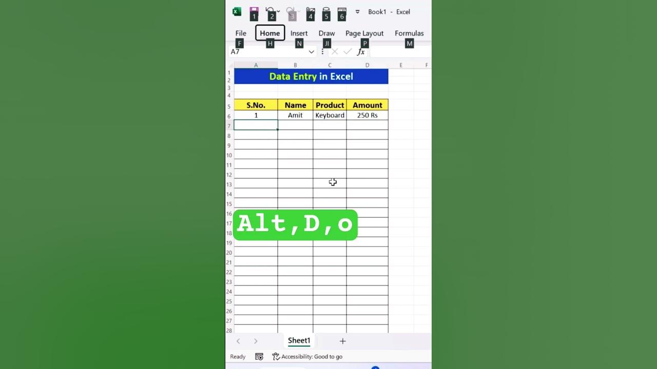 Data Entry in Ms Excel -Tips &Trick For Learn_MS_Excel #exceltips #excel #msexcel #shorts # ...