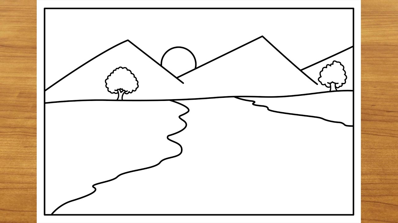 Simple Landscape Scenery Drawing for Beginners - Easy Drawing Tutorial ...