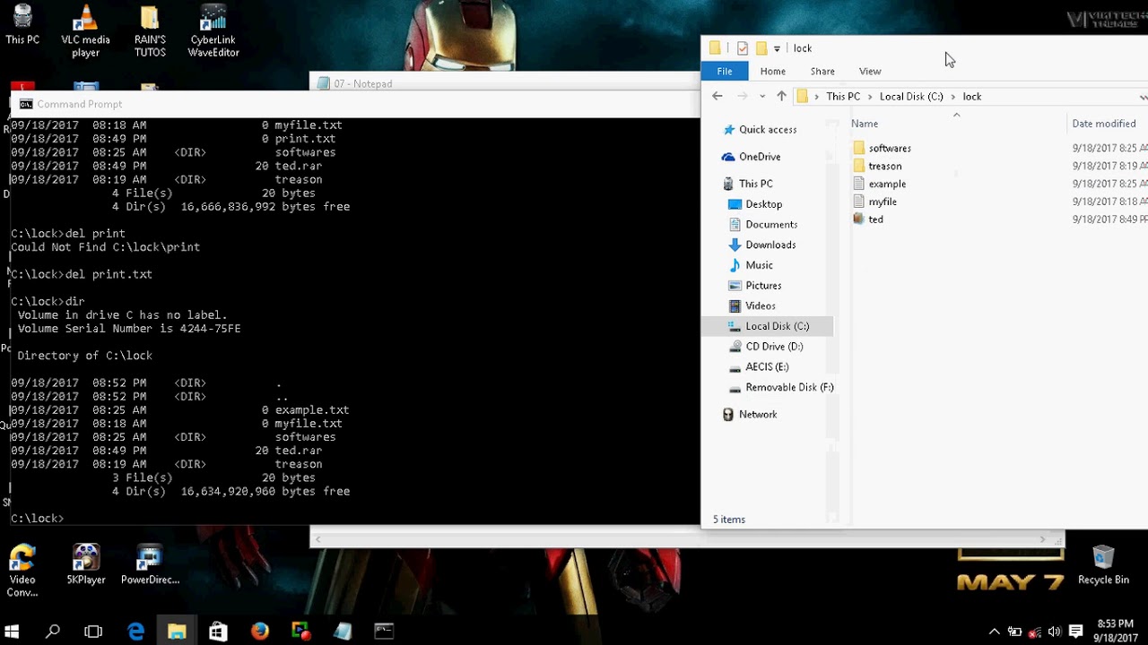 07 Command Prompt del echo exit - YouTube