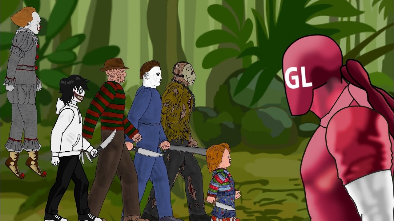 New GL Animations VS IT Pennywise, Jeff, Freddy, Michael, Jason, Chucky | Drawing cartoons 2 ...