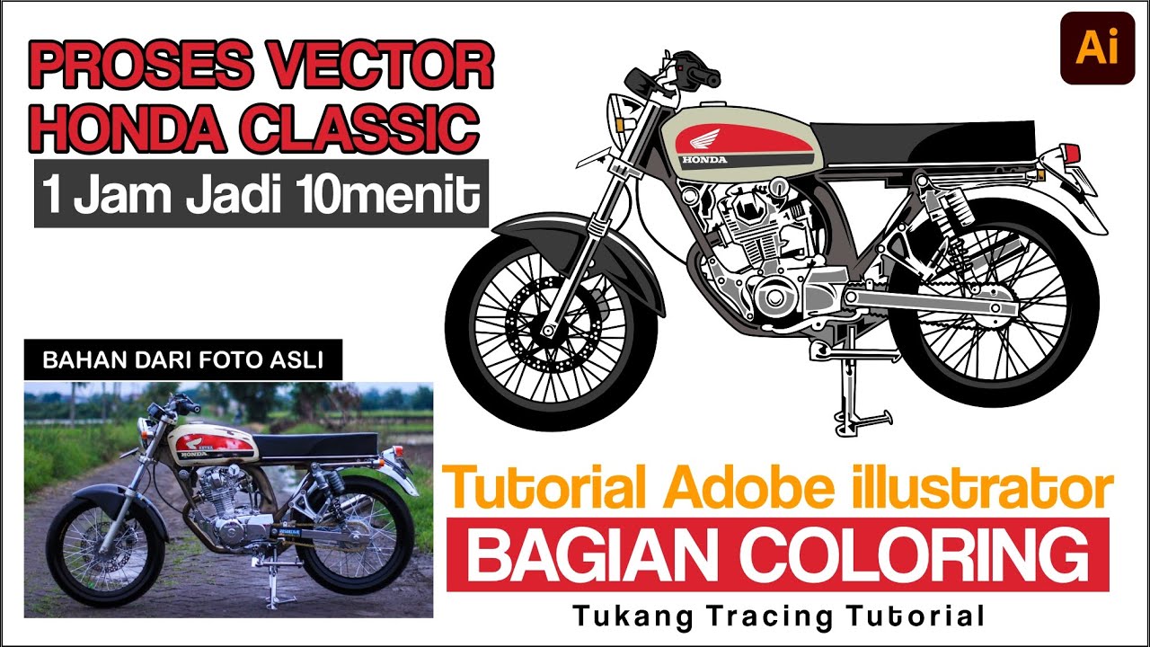 Proses Vector Tracing Motor Honda Classic - Tutorial Adobe Illustrator ...