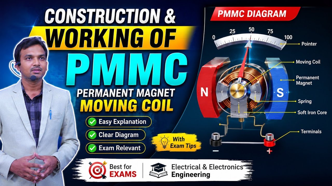 Construction and Working of Permanent Magnet Moving Coil (PMMC) - YouTube