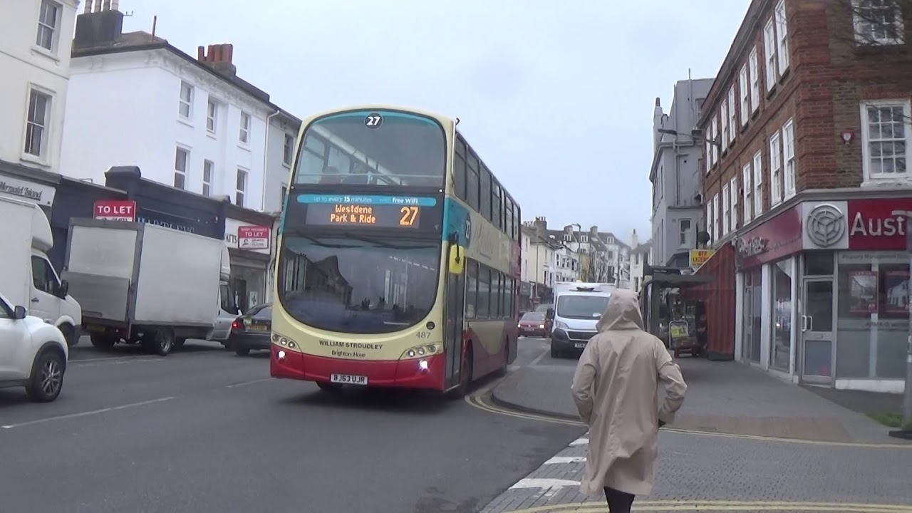 Brighton and Hove bus route 27 seen in Seven Dials in Brighton, 16th ...