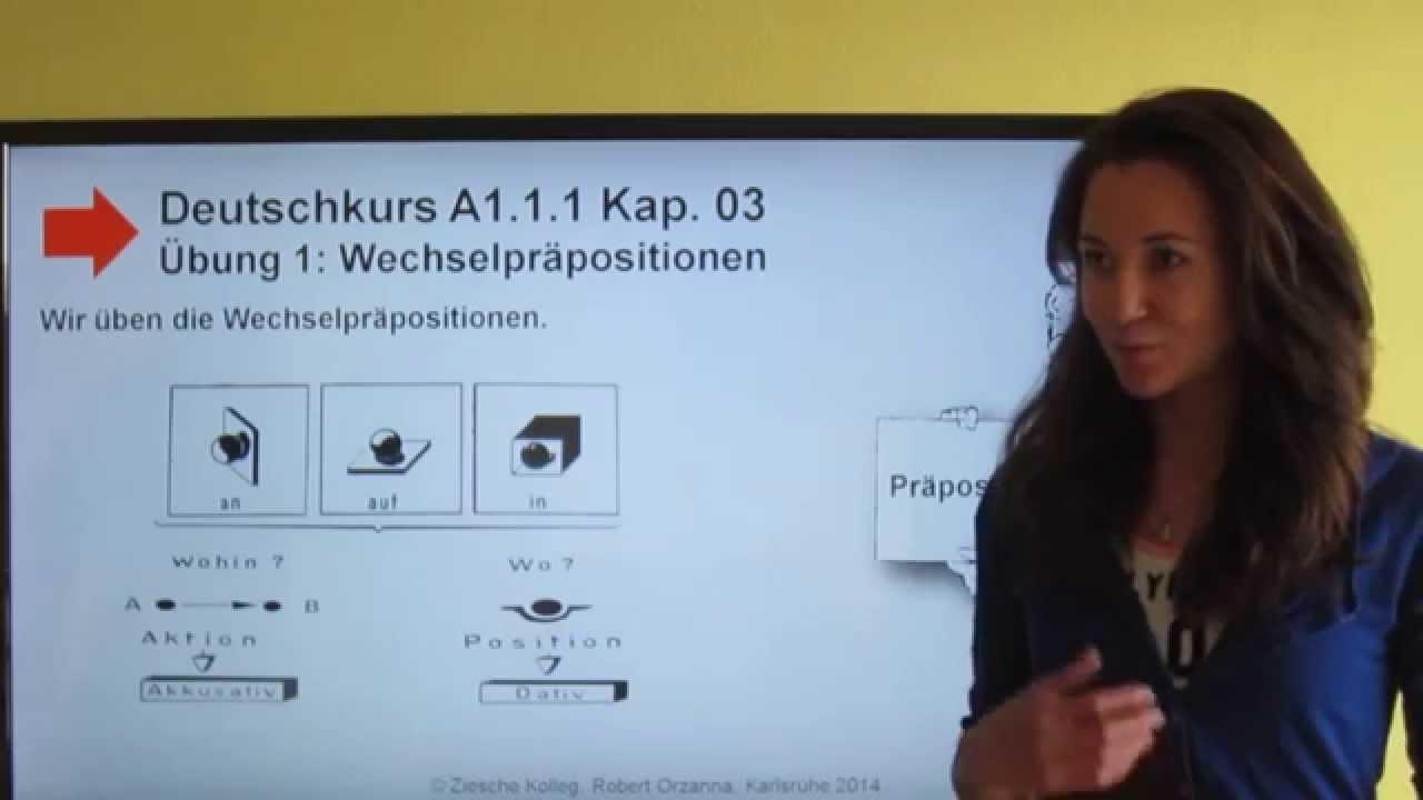 Deutschkurs A1.1.1 Kap. 03 Übung 1: Wechselpräpositionen - YouTube