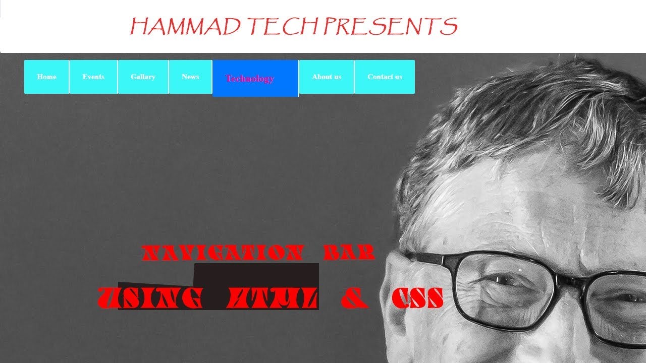 Beautiful Navigation Bar Using HTML & CSS - YouTube