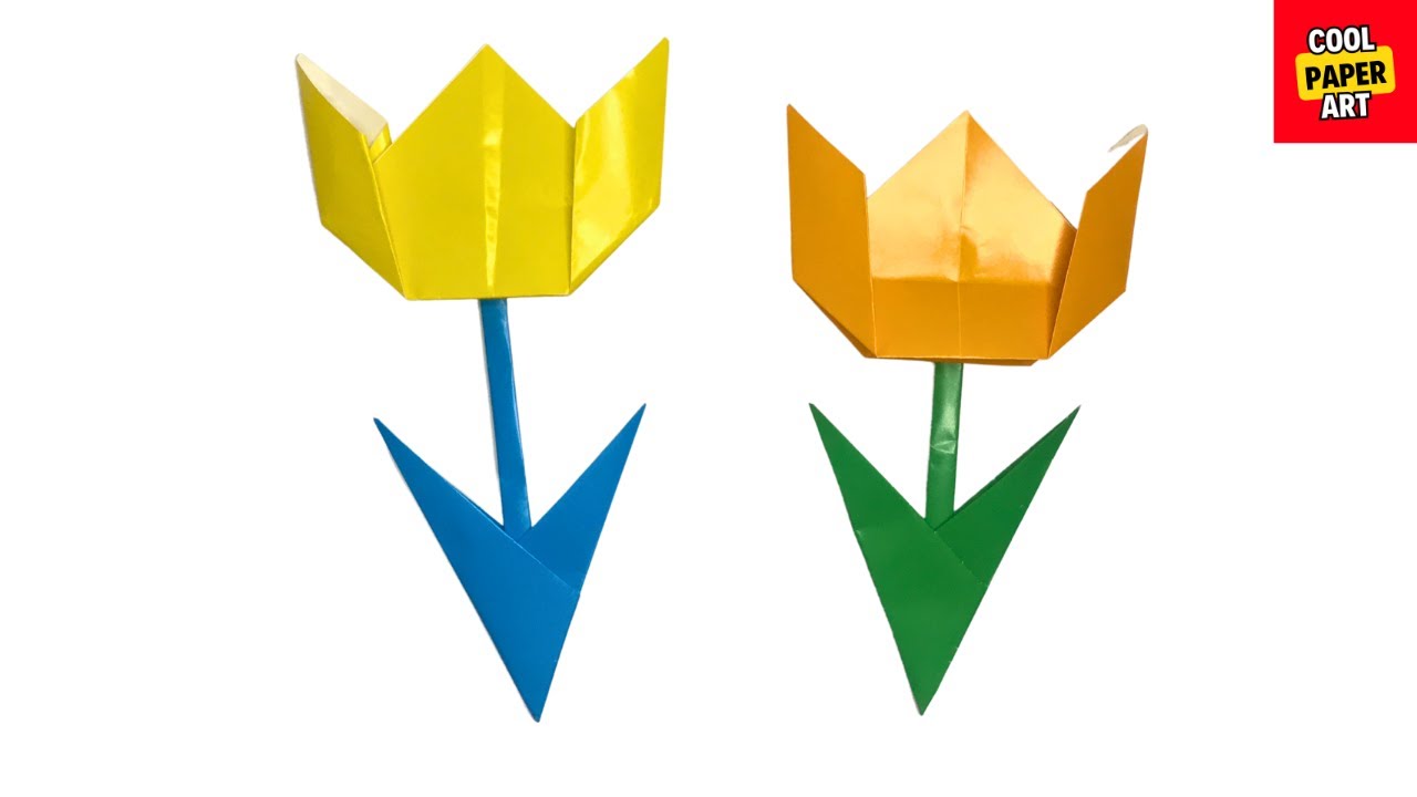 MUDAH BANGET BIKIN TULIP !!! TUTORIAL ORIGAMI BUNGA TULIP #3 - YouTube