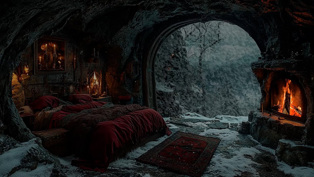 Hiding in a Cave at the Top of a Mountain -Winter Cave Ambience ...