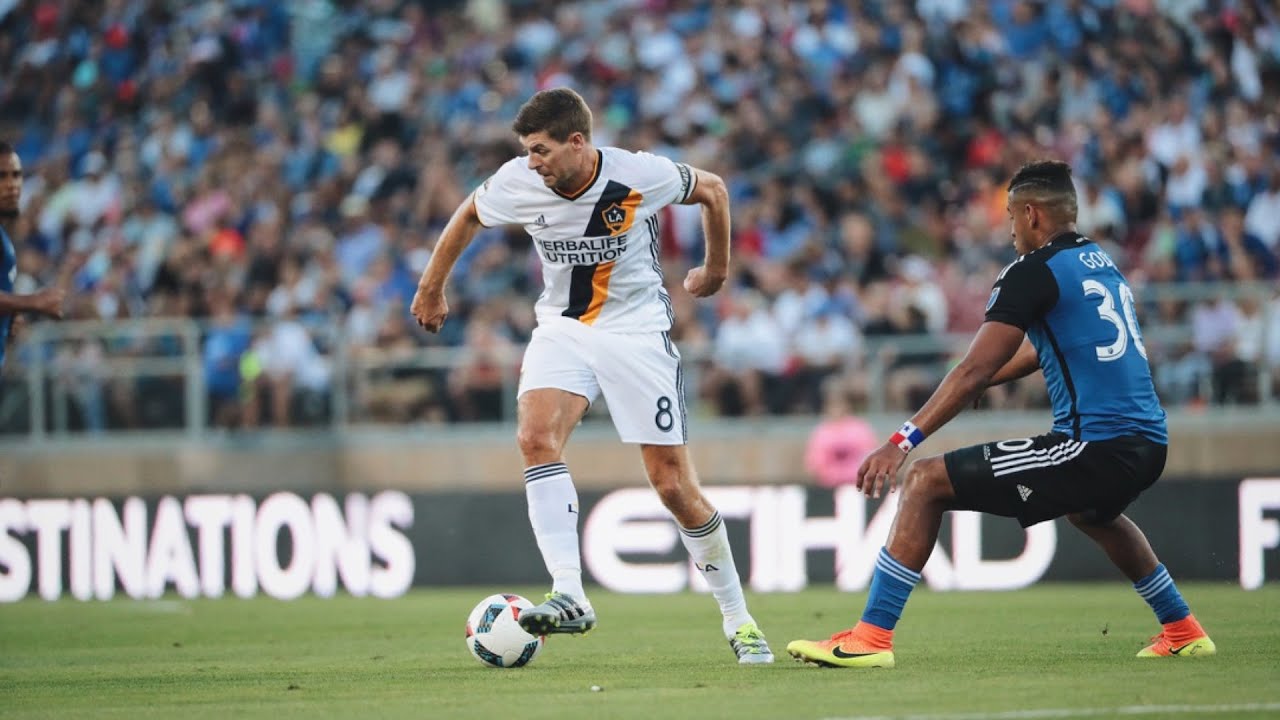 SHOT! Steven Gerrard denied after some brilliant buildup play - YouTube