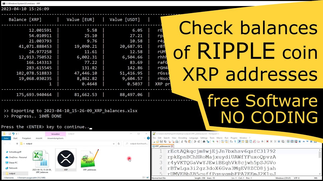 Check Ripple XRP addresses balances - No coding - FREE software - YouTube