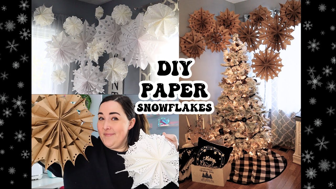 DIY Paper Snowflakes Tutorial with Kraft Paper Bags + Paper Doilies ...