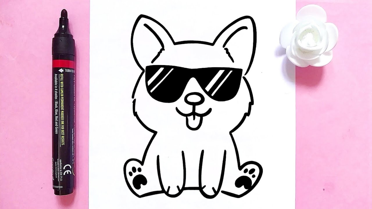 How to draw a Cool Dog 🐶 easily / step by step lesson - YouTube