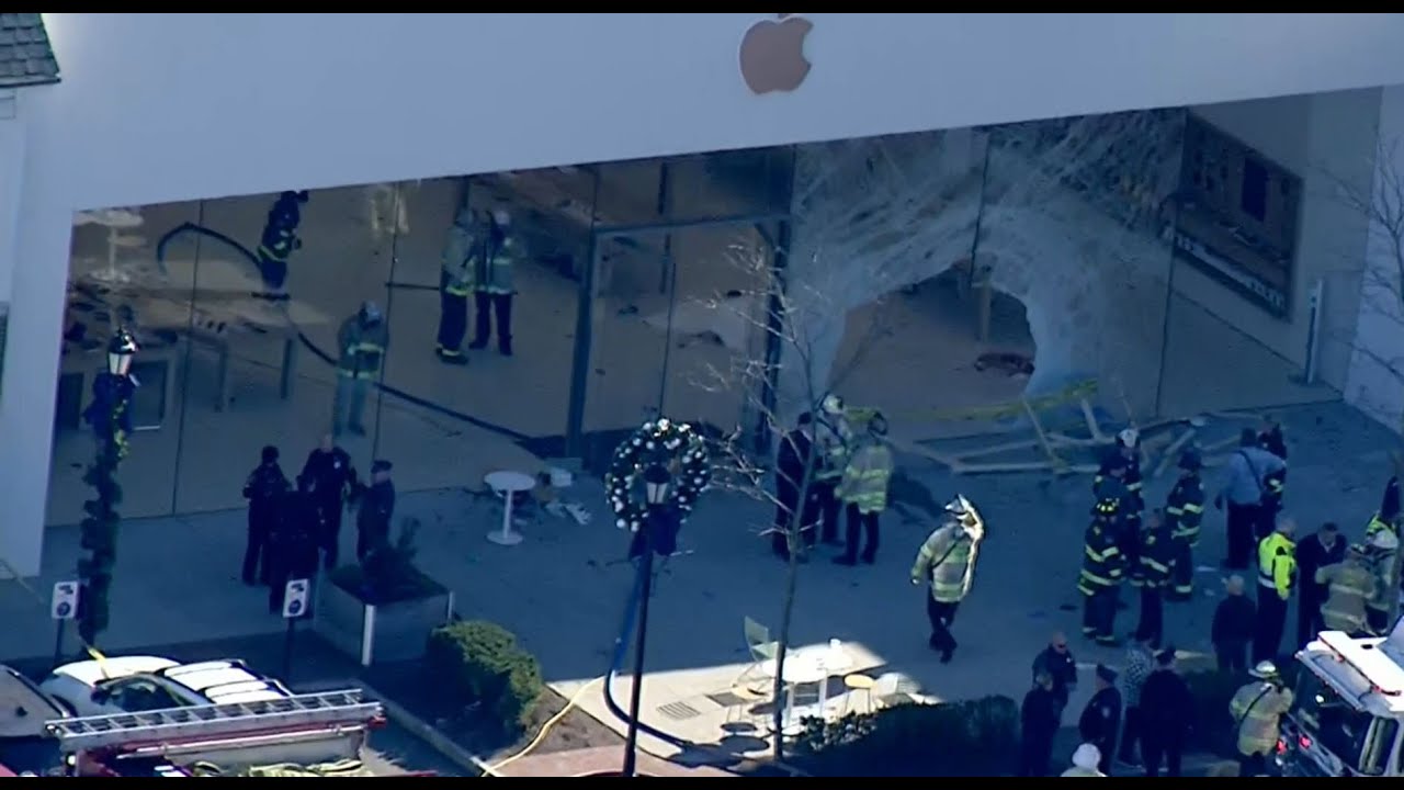 Driver crashes into Apple store, killing 1, injuring up to 16 - YouTube