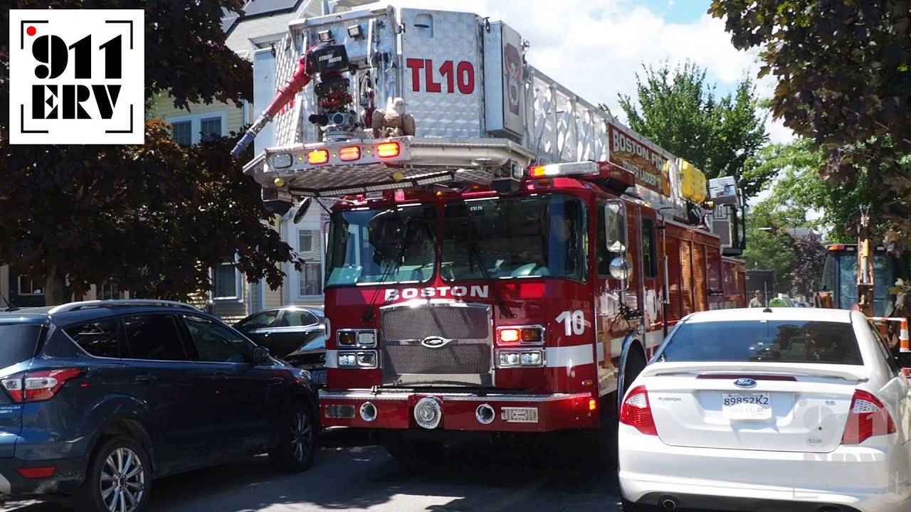Boston Fire Tower Ladder 10 Responding Wrong Way Down Tight, One-Way ...