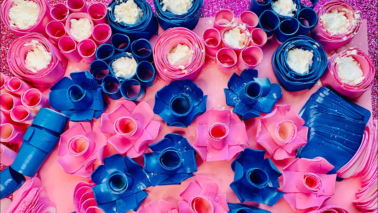 Lovely flowers with lots of starch 💙💕💙#asmr #soapasmr #soapcrushing # ...