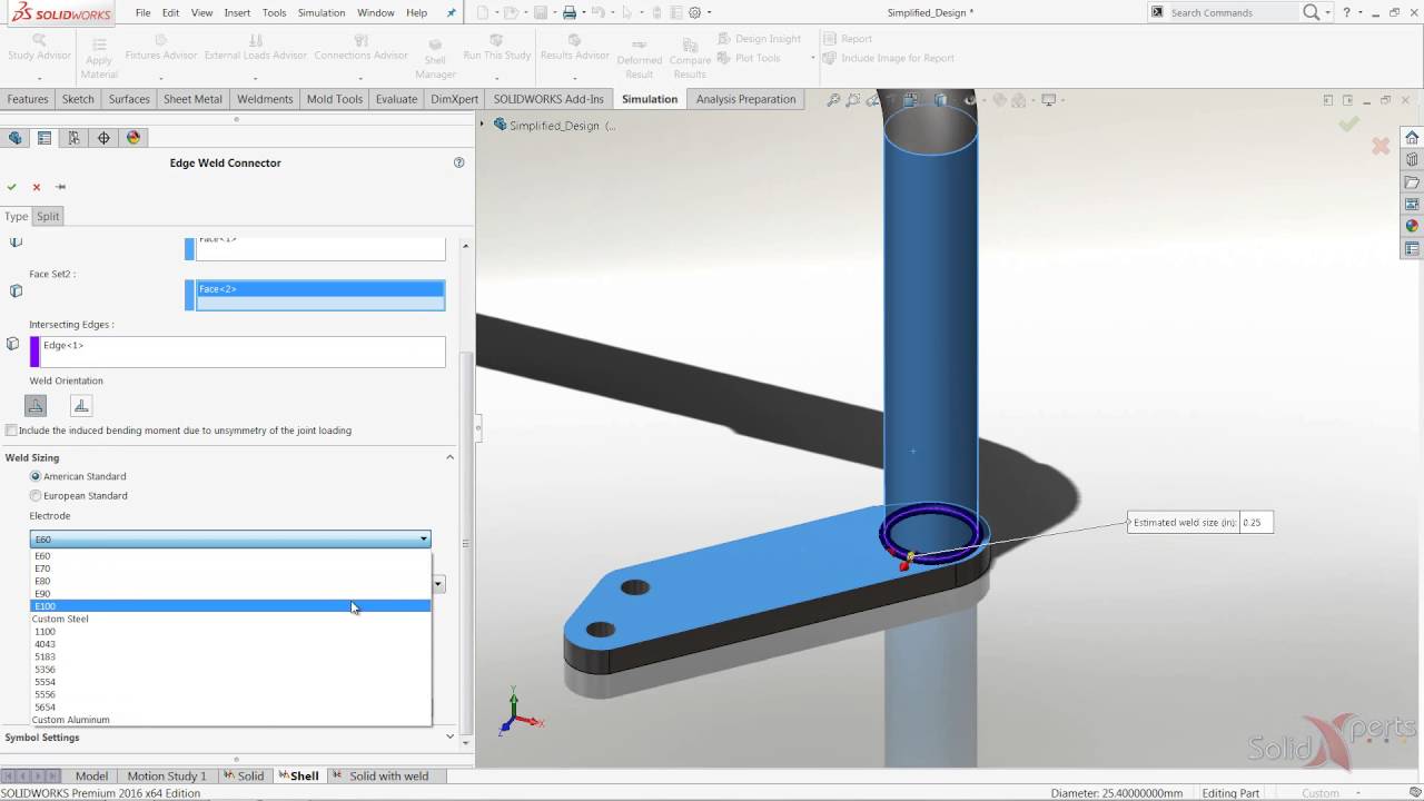 SOLIDWORKS Simulation Tech Tip - Edge Weld Connector - June 2016 - YouTube