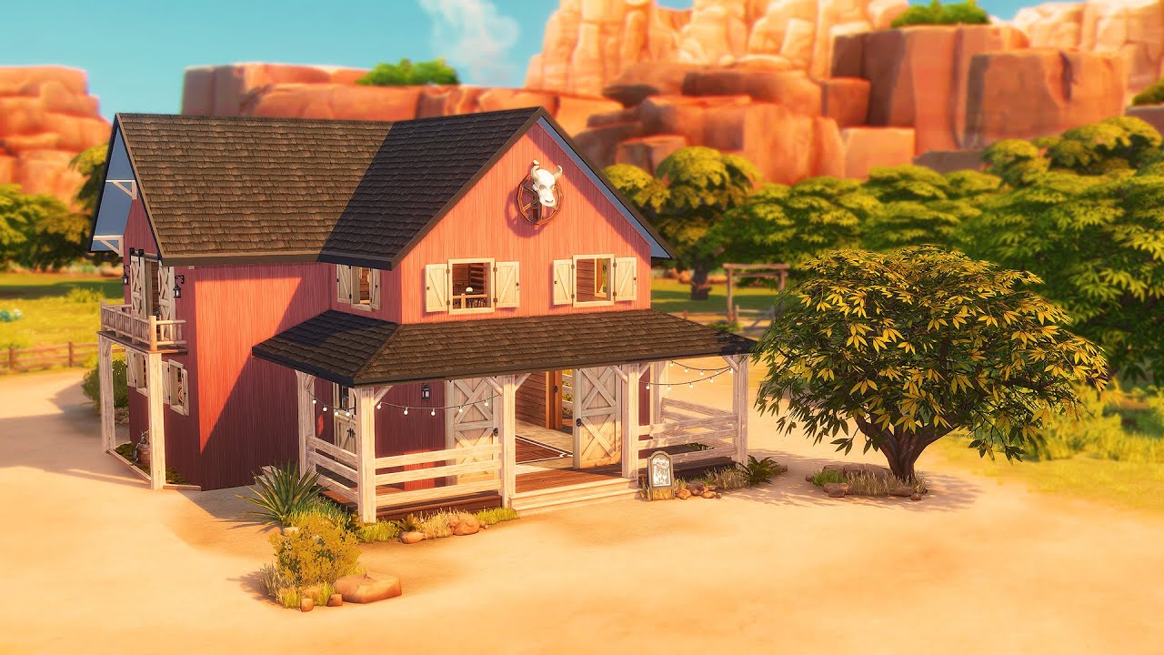 CHESTNUT RIDGE BARNYARD BAR | The Sims 4: Horse Ranch Speed Build - YouTube
