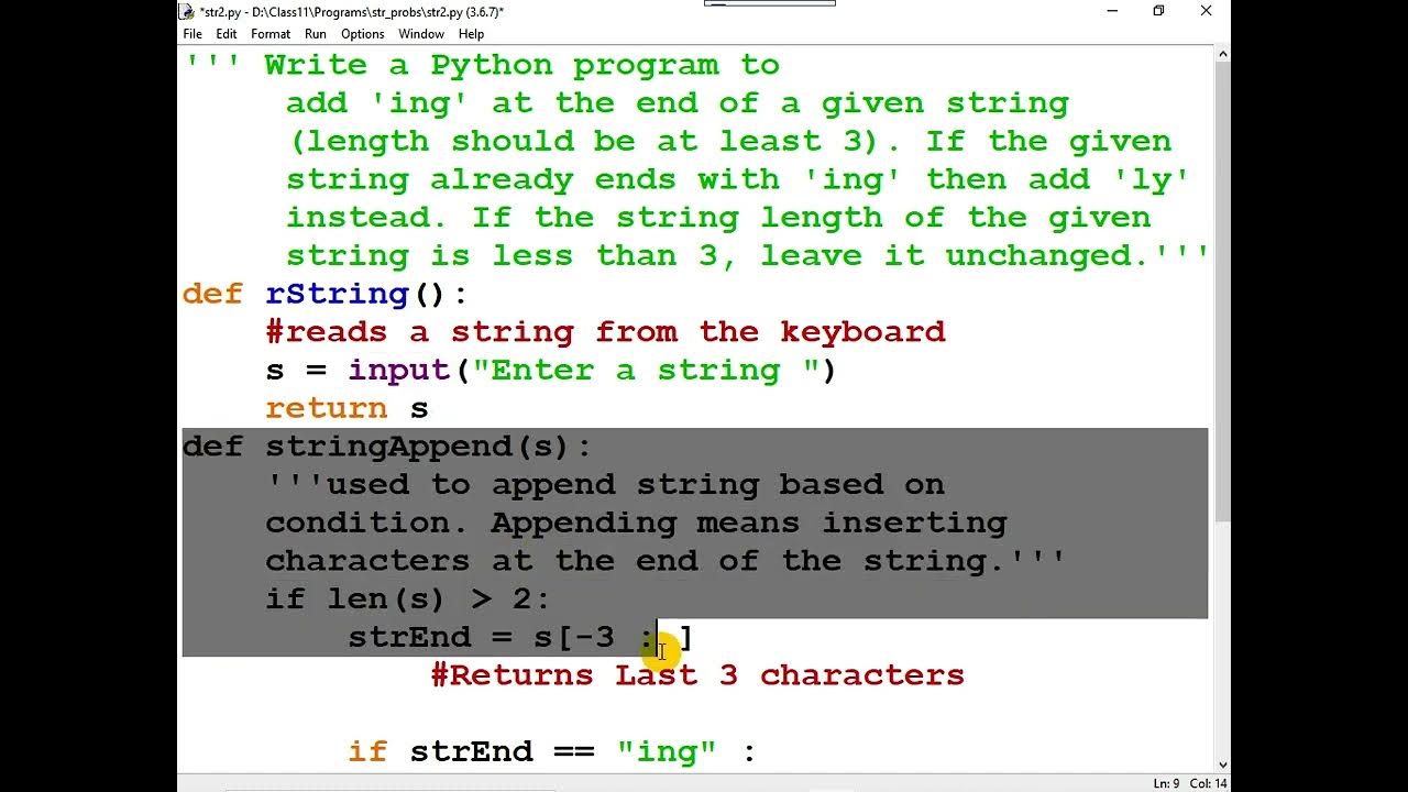 Program to process a string by adding ing or ly - YouTube