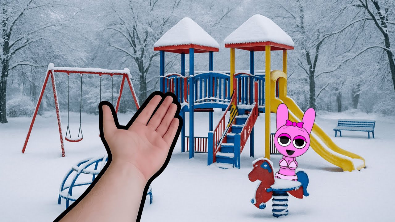 Pinky got stuck on the winter playground (SPRUNKI IRL) - YouTube