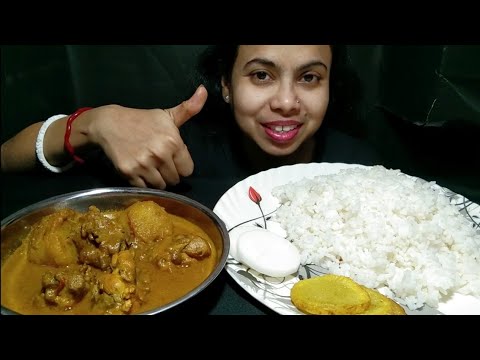 EATING CHICKEN CURRY RICE MULI FRY || INDIAN FOOD EATING ASMR - YouTube