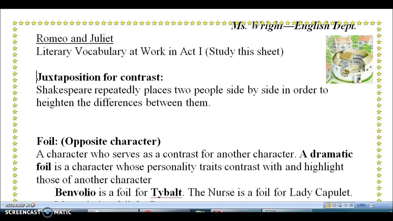 Shakespeare's Romeo and Juliet, Literary Terms "Act I" - YouTube