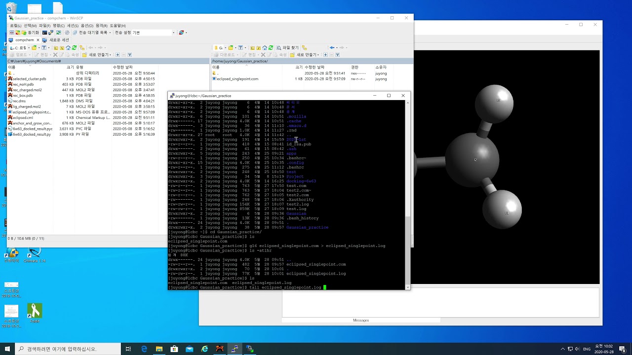 가우시안과 아보가드로를 이용한 분자 에너지 계산 Running Gaussian with Avogadro - Single ...