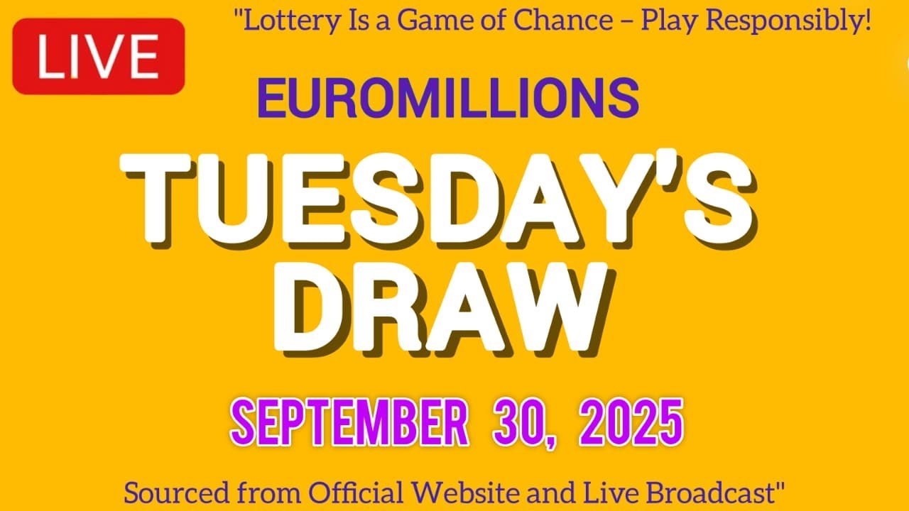 The National Lottery Euromillions Draw Live results from Tuesday 30 Sep ...