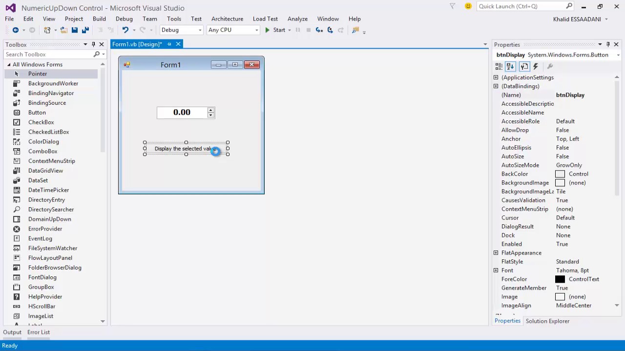 41. أداة تحديد الأرقام NumericUpDown Control - YouTube