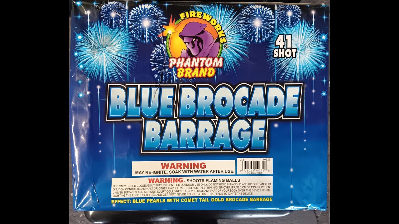 BLUE BROCADE BARRAGE BY (PHANTOM BRAND FIREWORKS) 41 SHOT 500 GRAM ...